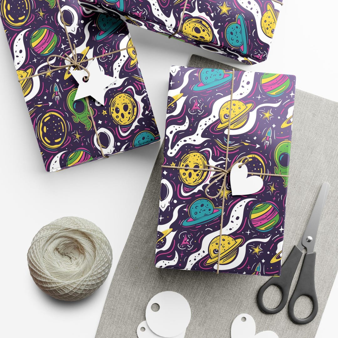 Outer Space Wrapping Paper Roll for Outer Space Birthday Gift Wrap for ...