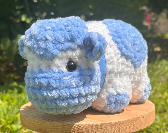 Blueberry Cow Plushie - Velvet Handmade Crochet Amigurumi - Blue Cow ...