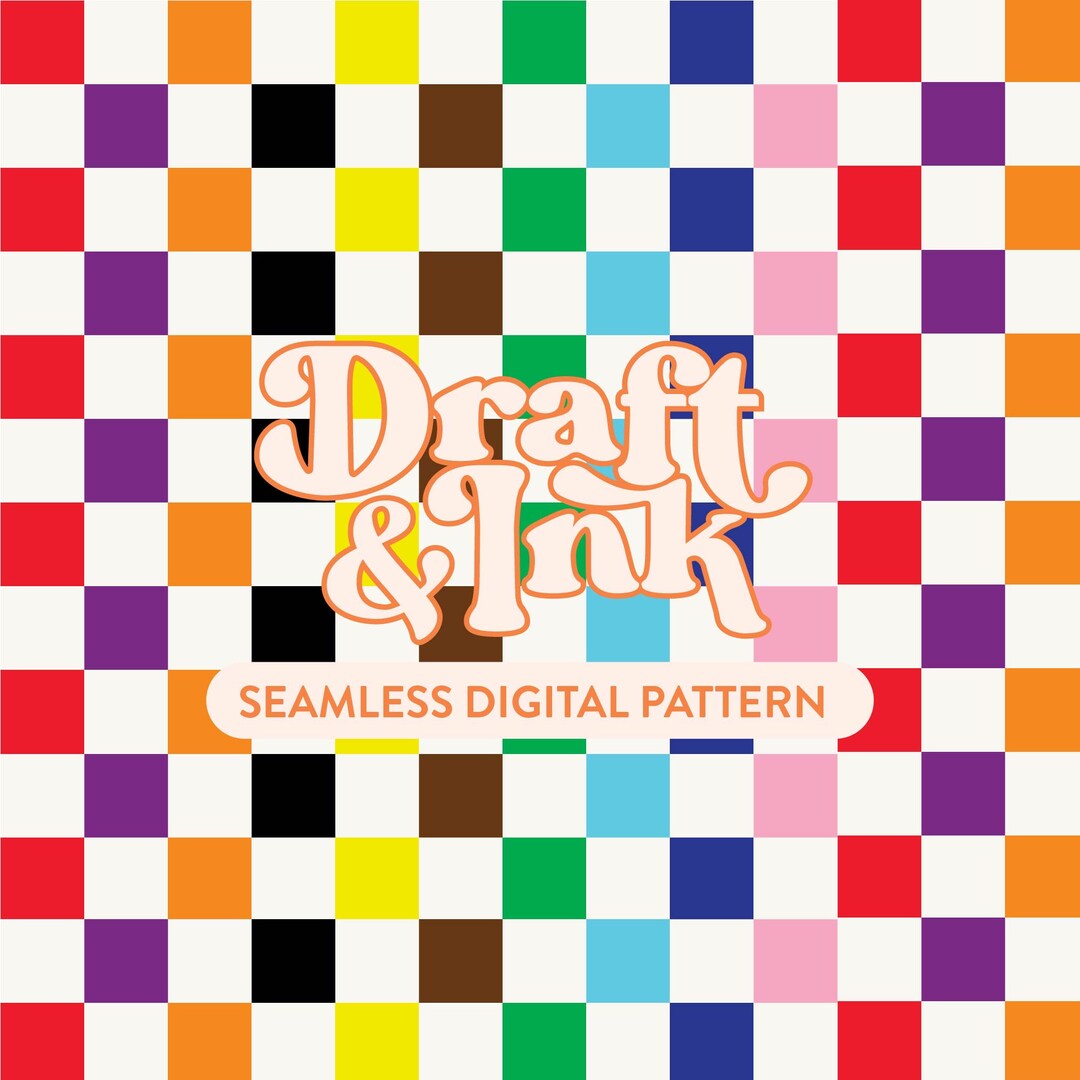 Pride Rainbow Checker Digital Pattern Repeating Pattern for Fabric ...