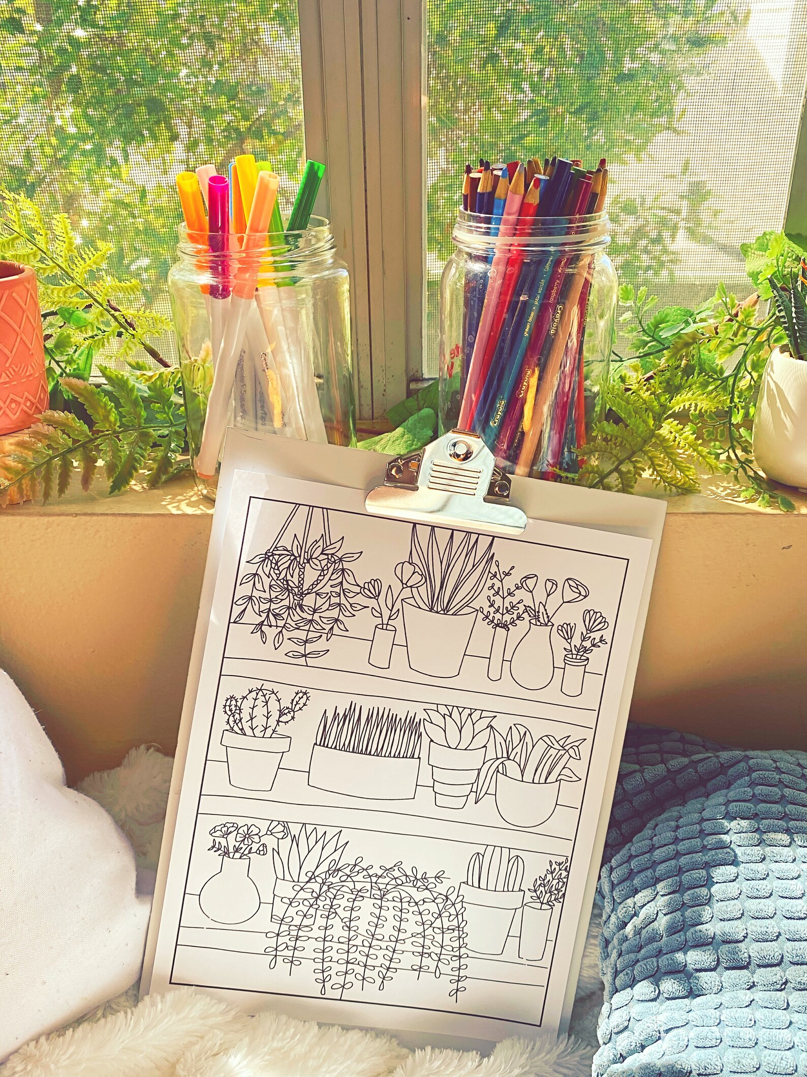 Potted Plants Printable Coloring Page With a Variety of - Etsy