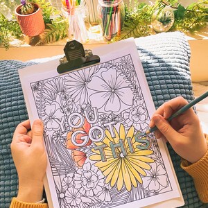 You Got This Printable Floral Coloring Page, Detailed and Calming ...