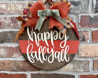 Happy Fall Y'all 18 Wooden Fall Door Sign / Wreath - Etsy