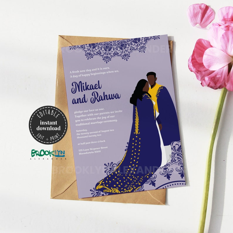 African Traditional Wedding and Melse Invitation/ethiopian/eritrea ...