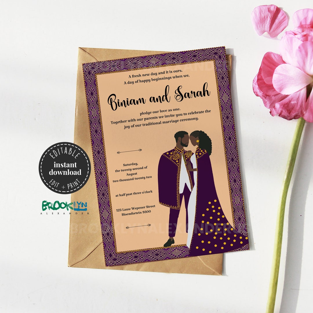 African Traditional Wedding and Melse Invitation/ethiopian/eritrea ...