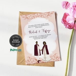 African Traditional Wedding and Melse Invitation/ethiopian/eritrea ...