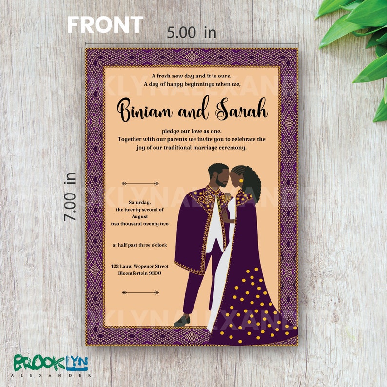 African Traditional Wedding and Melse Invitation/ethiopian/eritrea ...