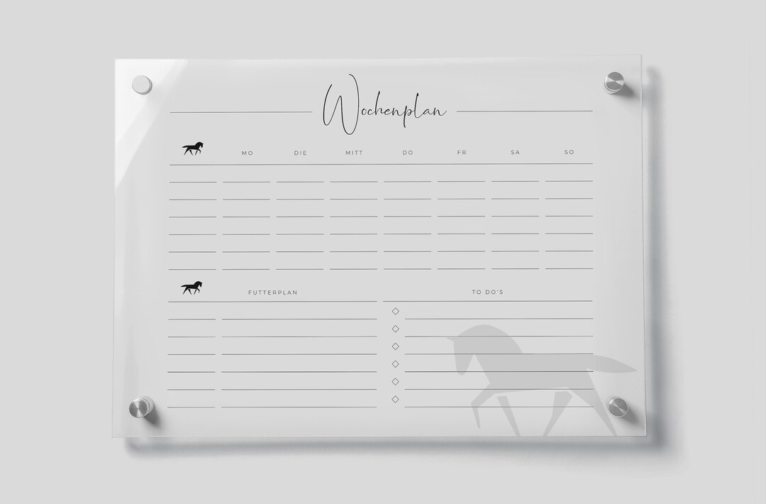 Acrylic Weekly Planner Horse | Training Plan Locker Stable Board - Etsy