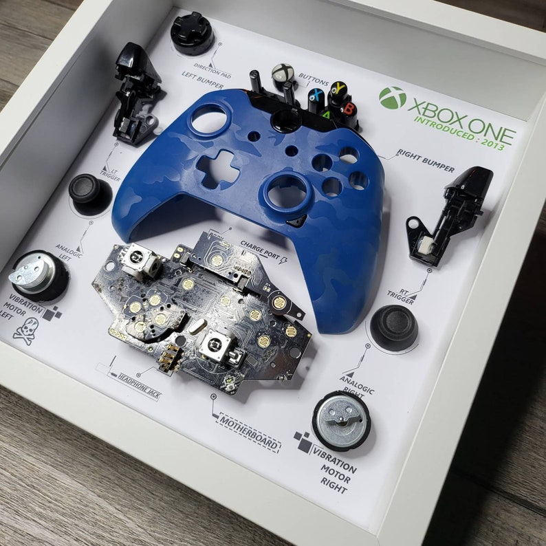 Shadowbox Diorama for One Blue Controller Wall Decor Game Room Joystick ...