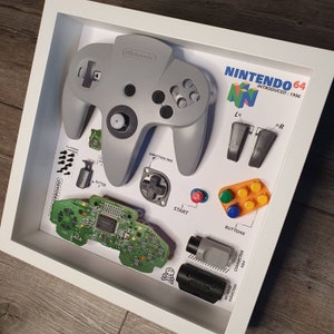 Shadowbox Diorama for N64 Controller Gray Wall Decor Game Room Joystick ...