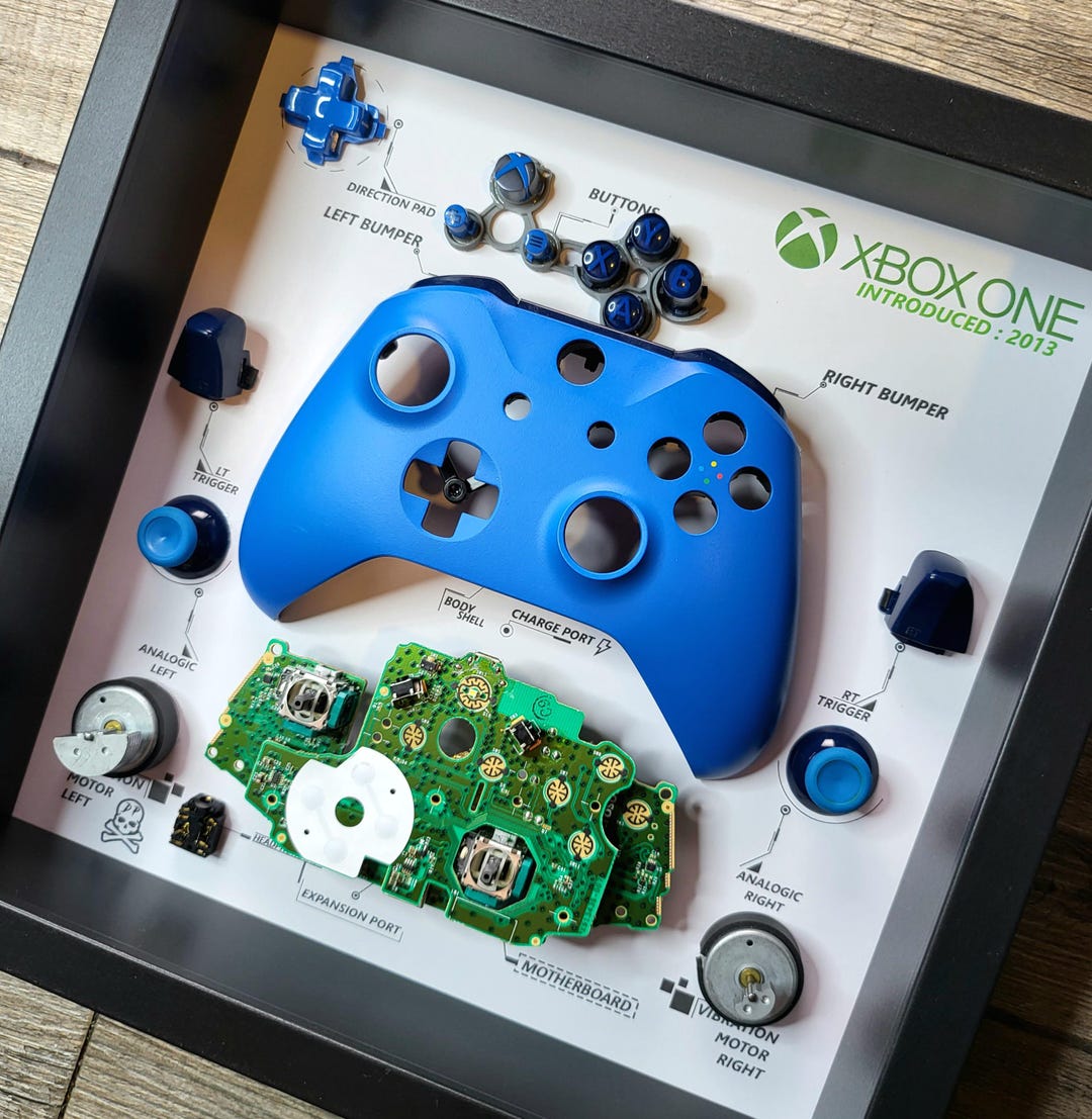 Xbox One Controller Frame Art Shadowbox – Disassembled Gamepad Wall ...