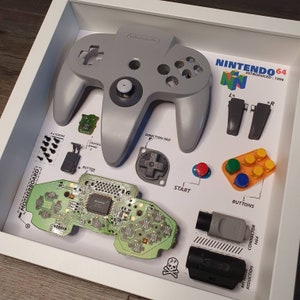 Shadowbox Diorama for N64 Controller Gray Wall Decor Game Room Joystick ...
