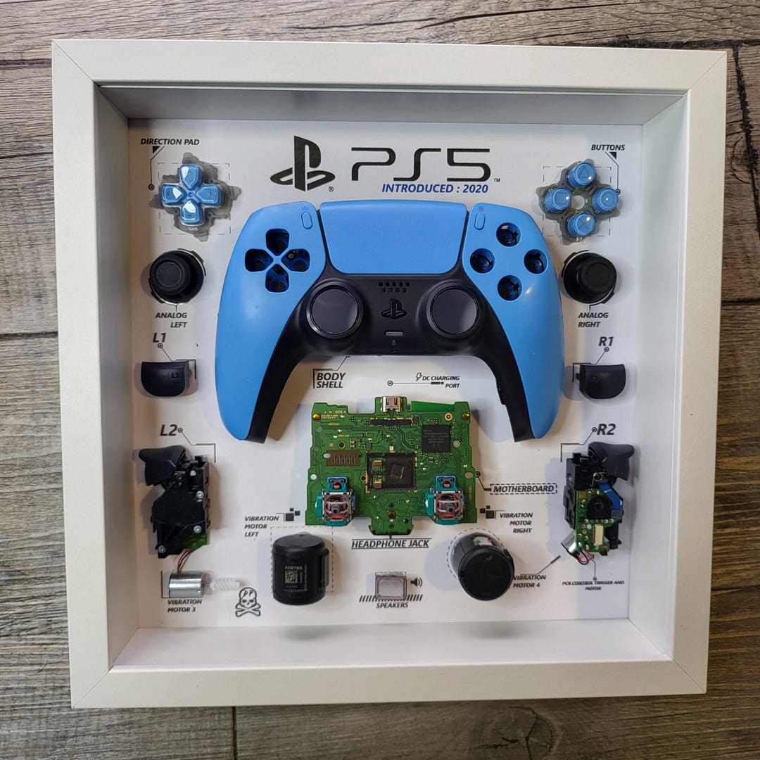 Shadowbox Diorama for Ps5 Controller Wall Decor Game Room Blue Joystick ...