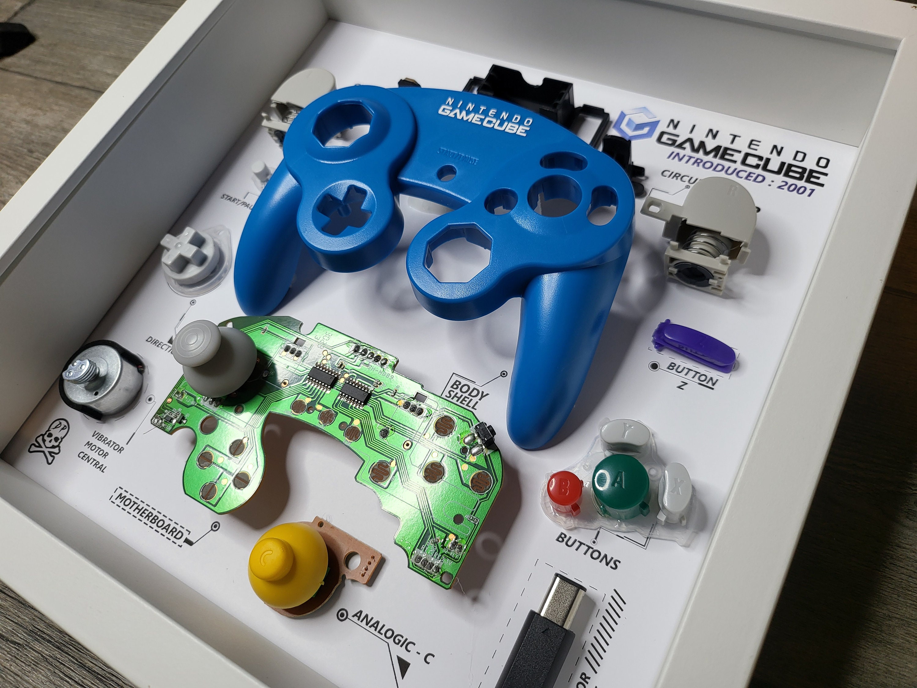 Shadowbox Diorama for Game Cube Blue Controller Wall Decor Game Room ...