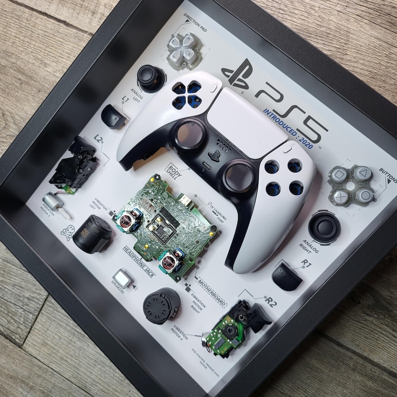 PS5 Controller Frame Art Shadowbox – Disassembled Dualsense Wall Decor ...
