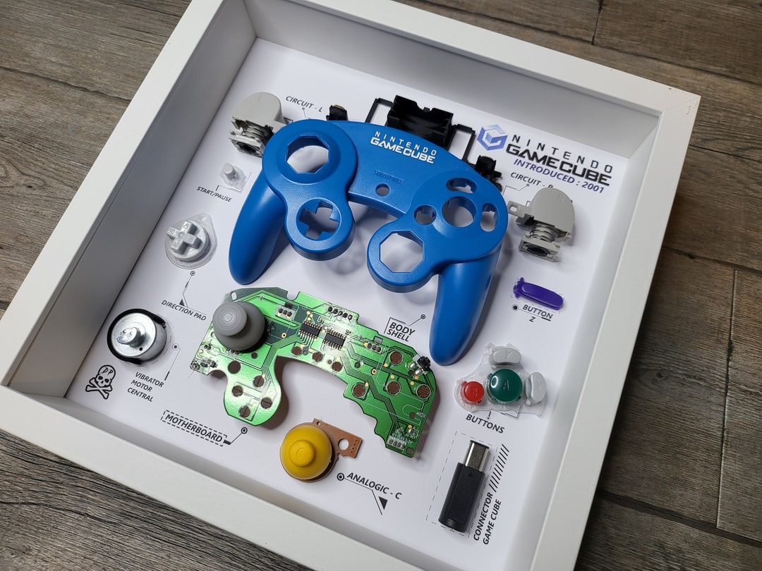 Shadowbox Diorama for Game Cube Blue Controller Wall Decor Game Room ...