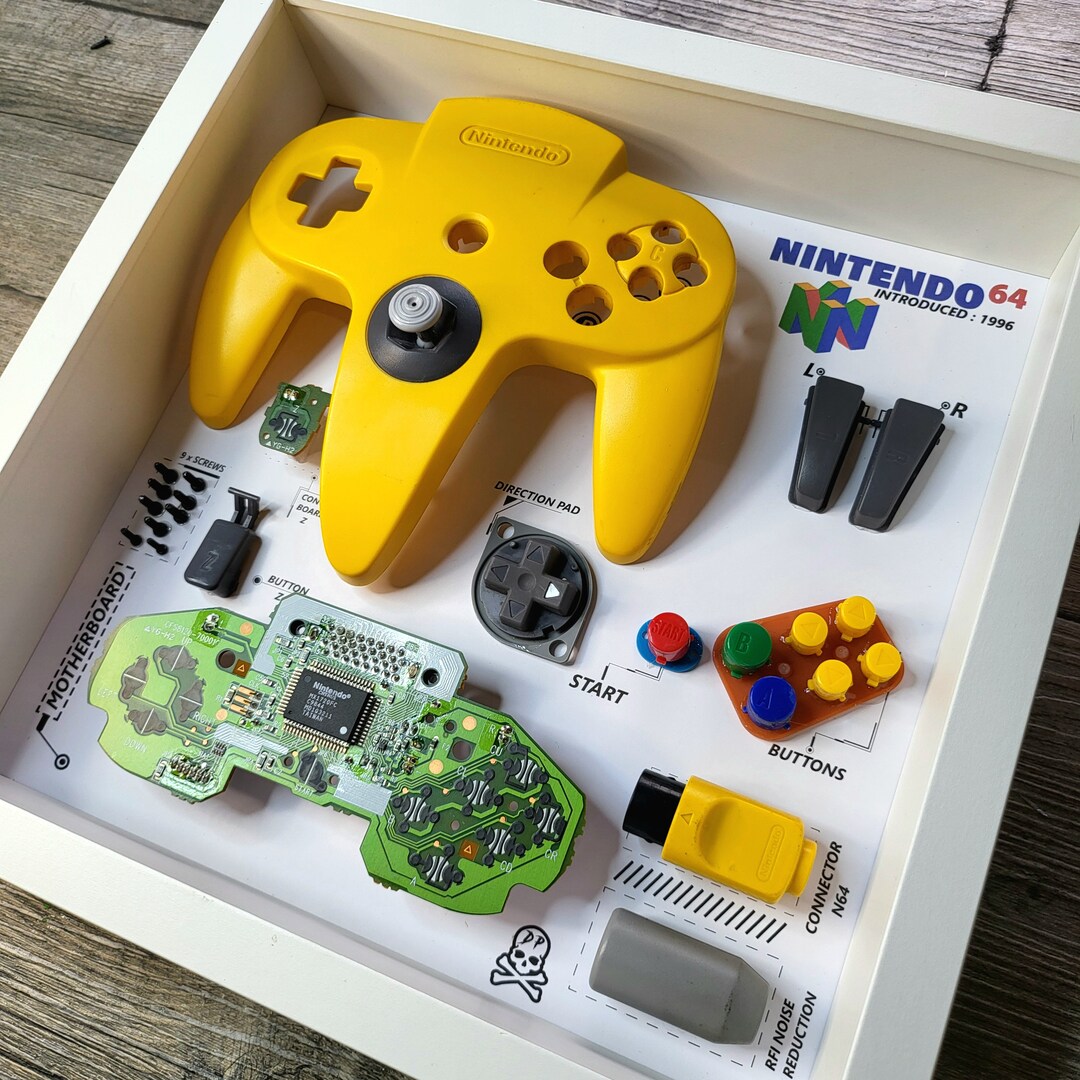 Shadowbox Diorama for N64 Controller Yellow Decor Game Room Joystick ...