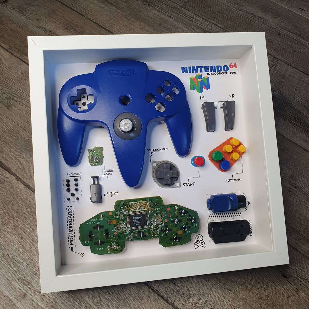Shadowbox Diorama for N64 Controller Blue Wall Decor Game Room Joystick ...