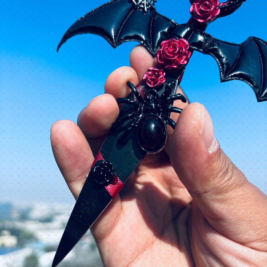 Gothic Devil Rose Utility Knive,handmade Utility Knife, Metal Utility Knife,personalization Goth ...