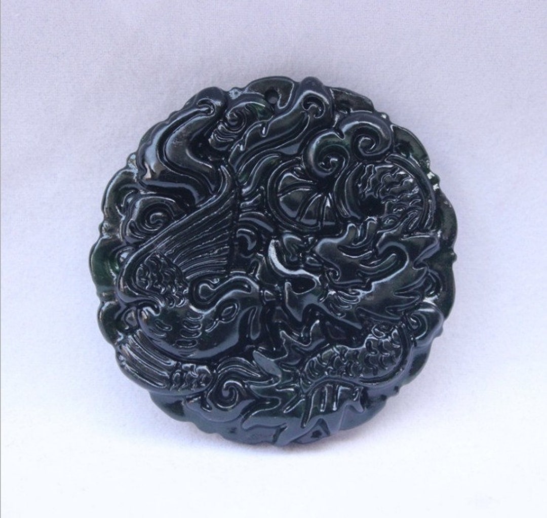 Jade Graphite Jade Dragon and Phoenix Chengxiang Jade Hanging - Etsy