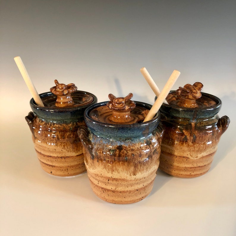 Honey Pot Honey Jar Ceramic Honey Pot Honey Bee Pottery | Etsy