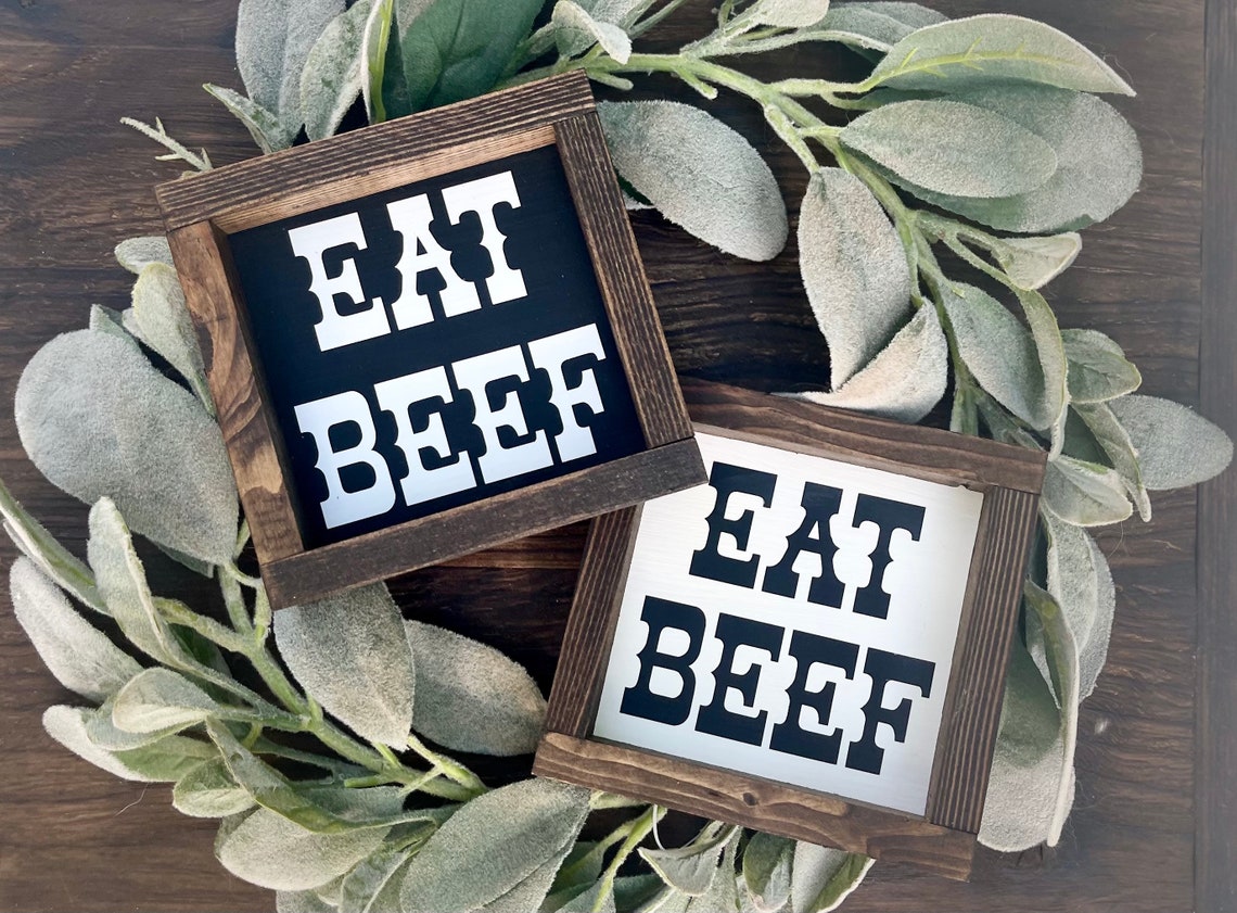 Eat Beef Western Sign Cowboy Kitchen Decor - Etsy