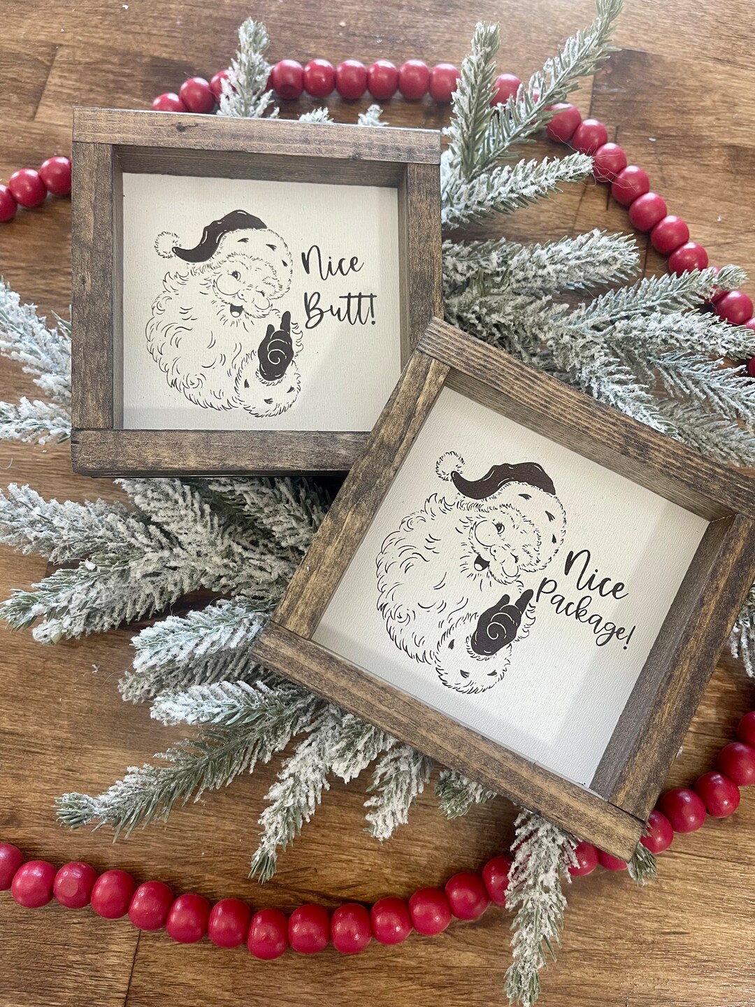 Funny Bathroom Santa Sign - Nice Butt - Nice Package - Funny White ...