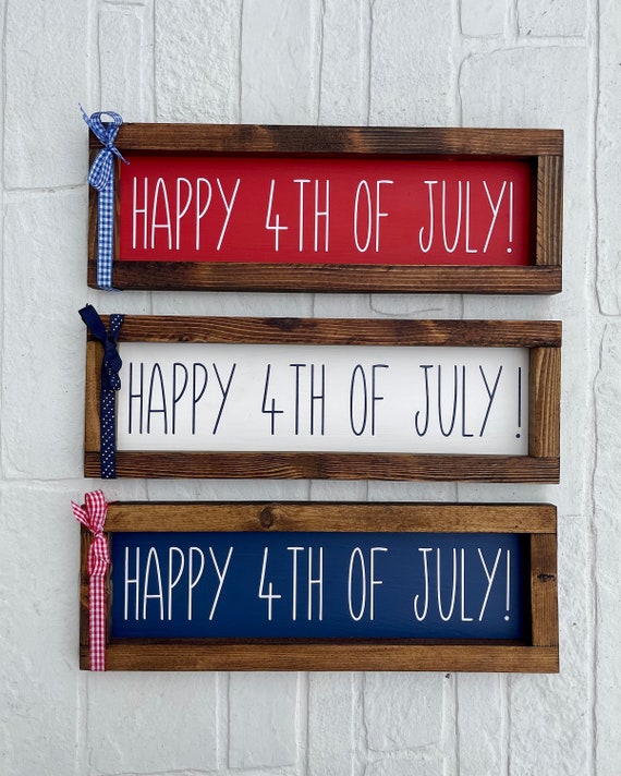 Long Happy Fourth of July Red Blue White Sign Decor 4th of - Etsy