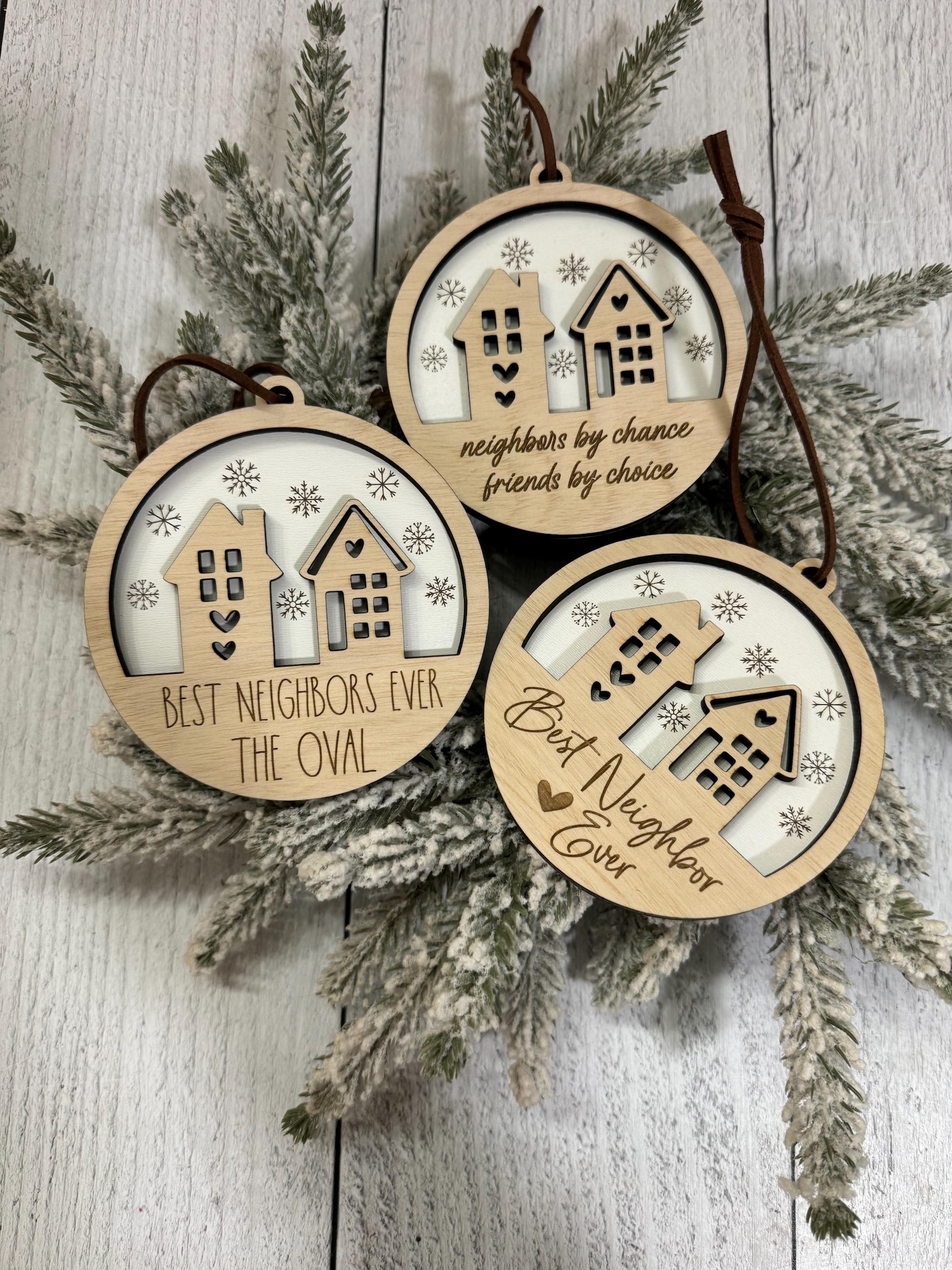 Neighbor Christmas Ornament – Personalized Wooden Neighbor Gift - Etsy