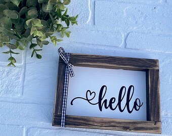 Hello Sign Farmhouse Decor Shelf Sitter - Etsy