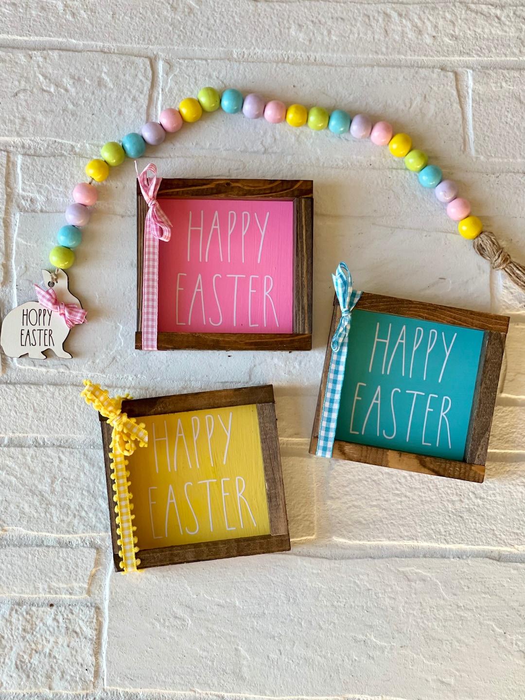 Bright Colored Happy Easter Farmhouse Signs - Bright Spring Decor ...