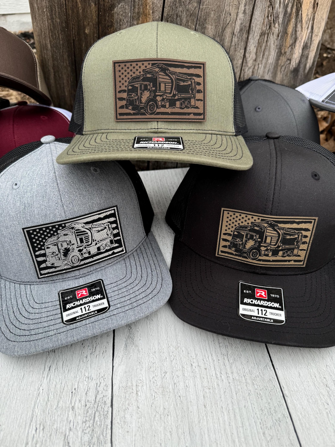 Garbage Man Trash Truck Richardson 112 Adjustable Snapback Trucker Hat ...