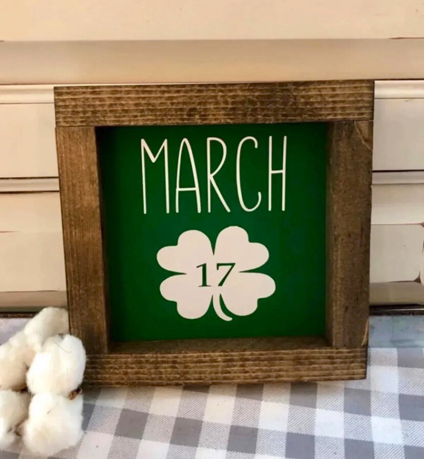 March 17 Farmhouse Decor Sign - St. Patrick's Day Coffee Bar Tiered ...