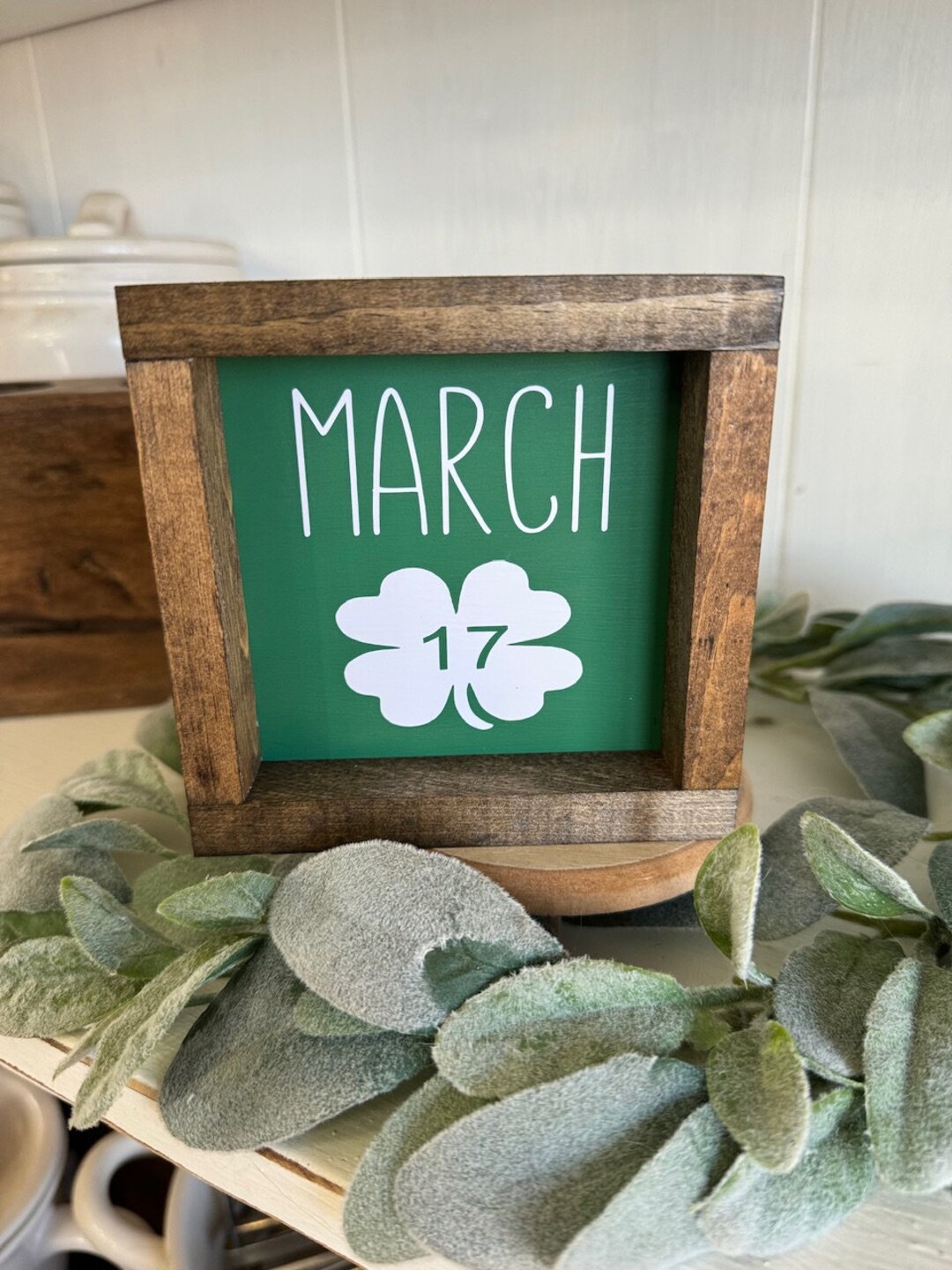 March 17 Farmhouse Decor Sign - St. Patrick's Day Coffee Bar Tiered ...