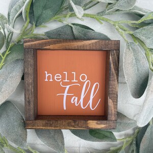 Hello Fall Farmhouse Sign - Fall Tiered Tray & Home Decor - Rust Orange ...