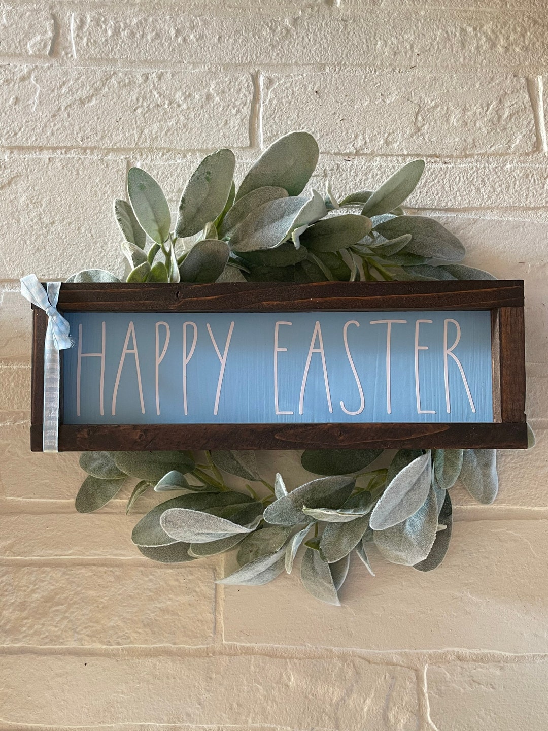 Happy Easter Light Blue Farmhouse Sign - Mantel Decor - Spring Wall Art ...