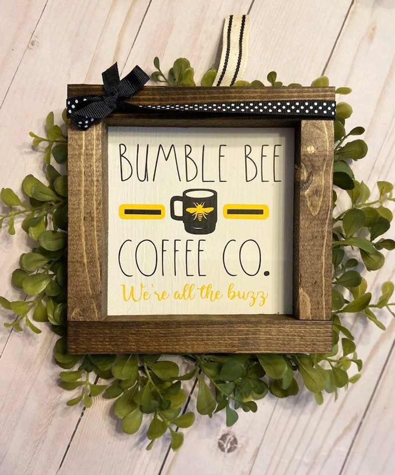 Bumble Bee Coffee Decor Sign - Bee Kitchen Decor - Buzz Wall Decor ...