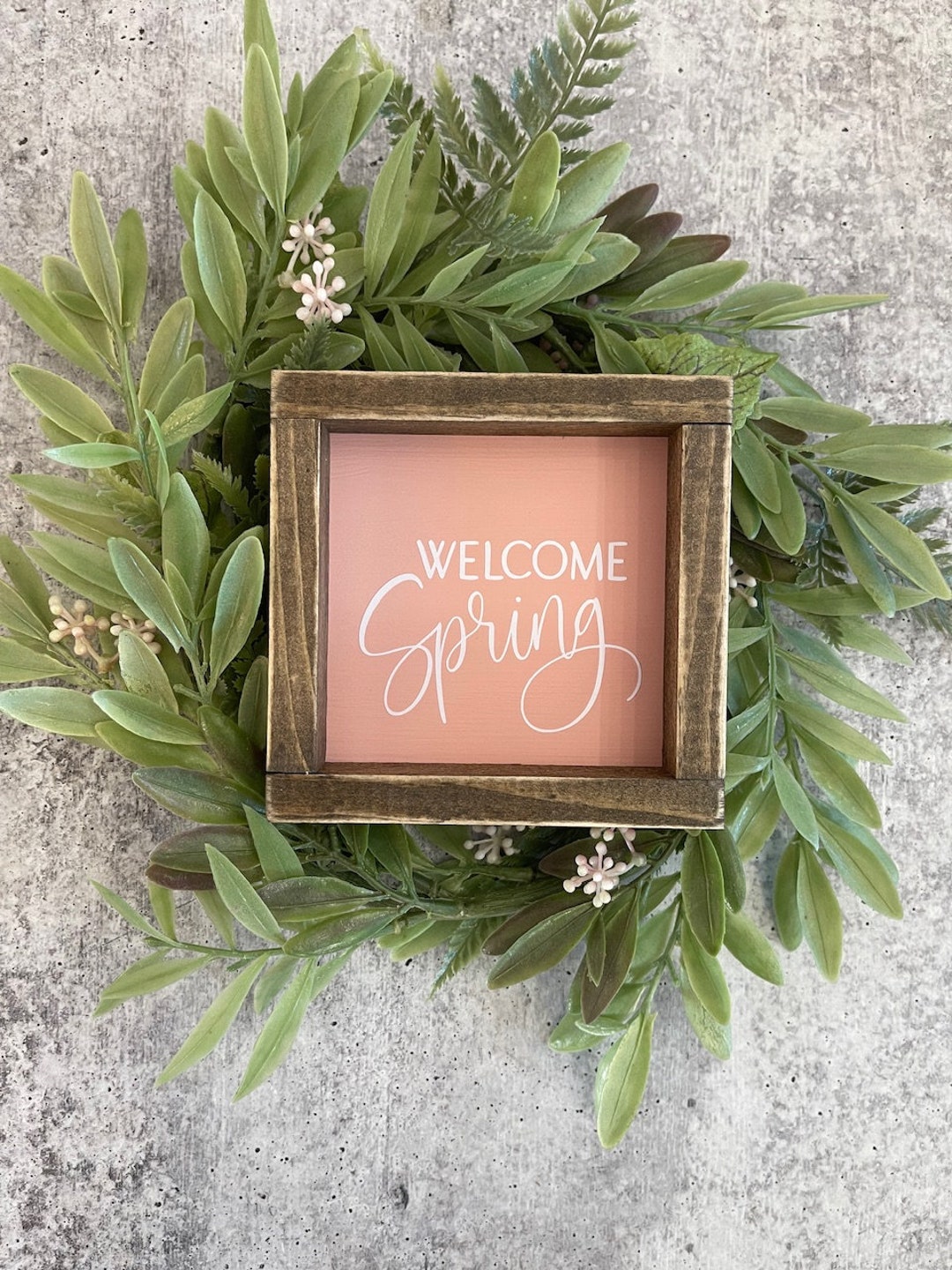 Welcome Spring Light Pink Modern Farmhouse Spring Sign Decor - Etsy