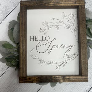Hello Spring Modern Farmhouse Decor Sign - Simple Floral Plaque - Etsy