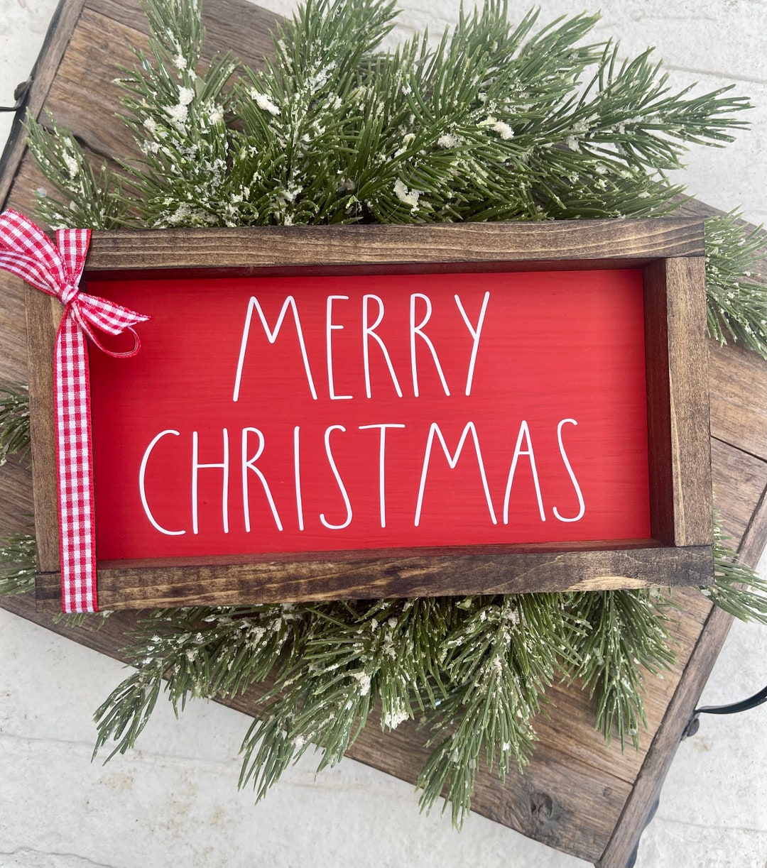 Merry Christmas Red Farmhouse Decor Sign - Red and White Classic Decor ...