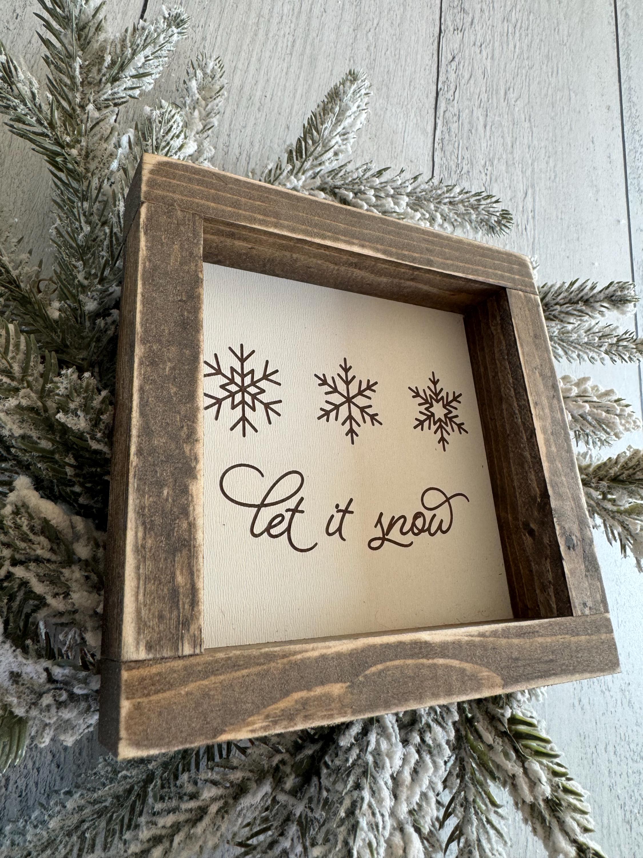 Rustic Let It Snow Farmhouse Winter Decor Sign - Etsy
