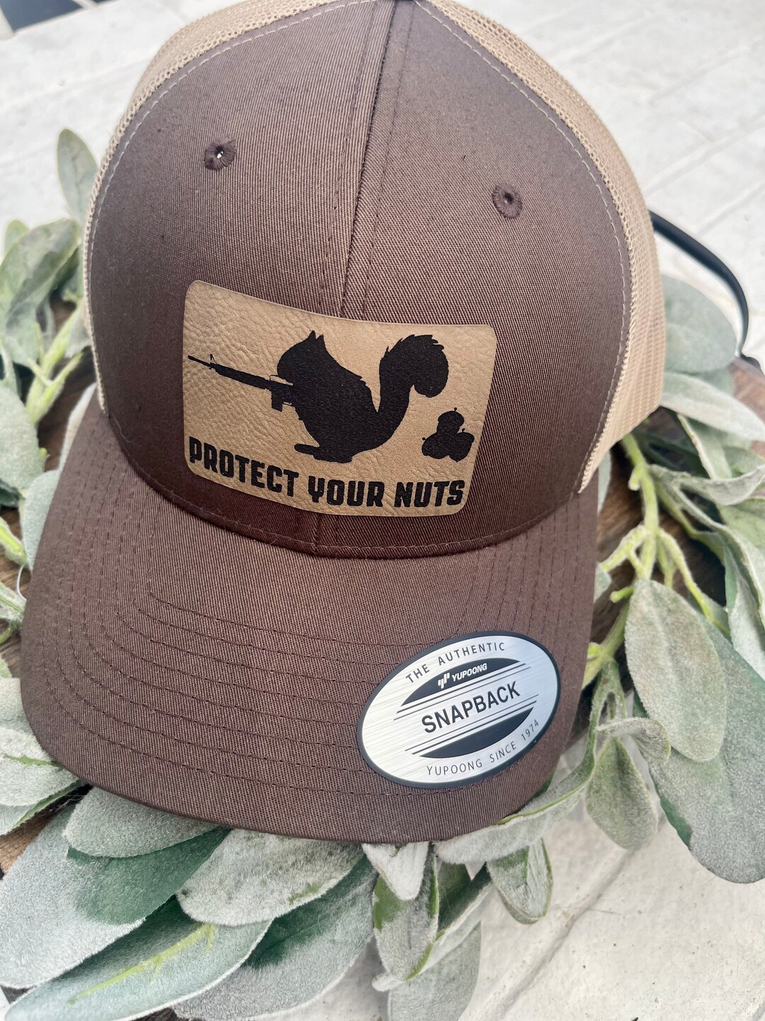 Protect Your Nuts Funny Men's Hat - Squirrel Hat - Snapback Trucker ...