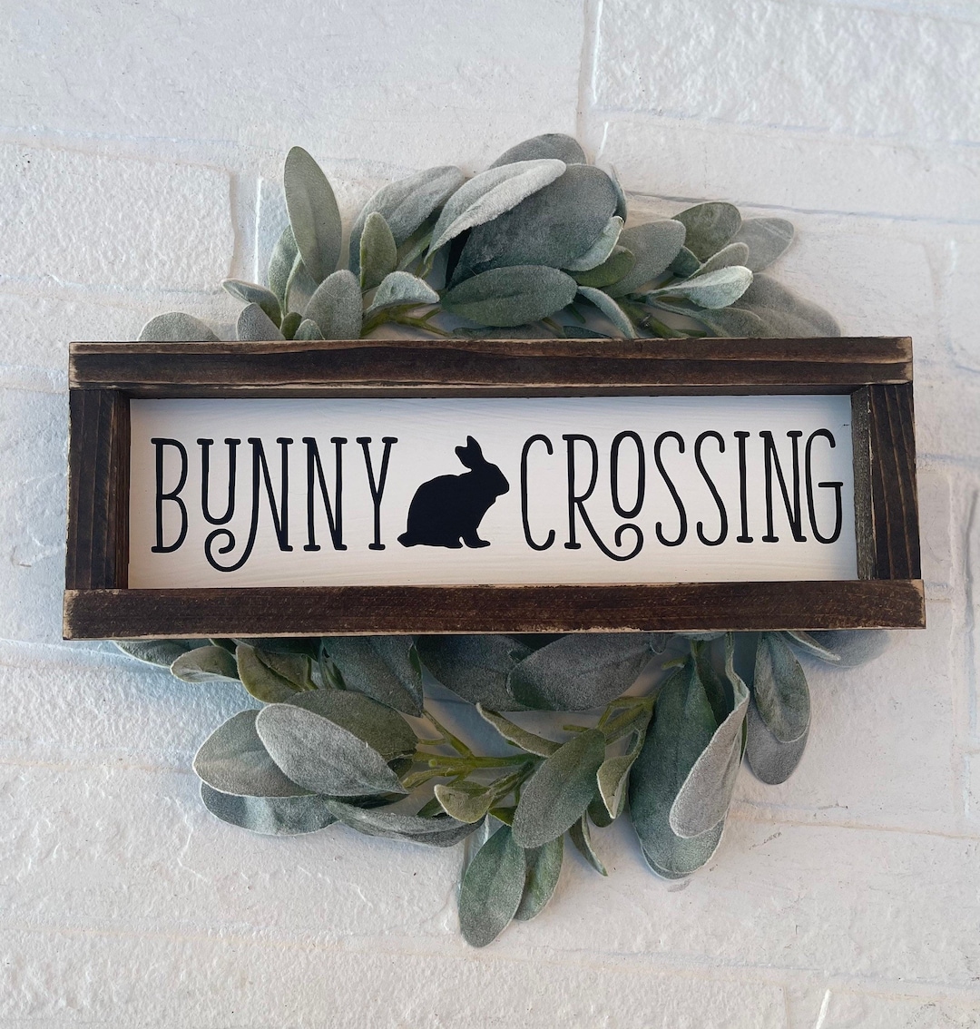 Bunny Crossing Sign - Farmhouse Easter Decor - Rabbit Crossing - Mantel ...