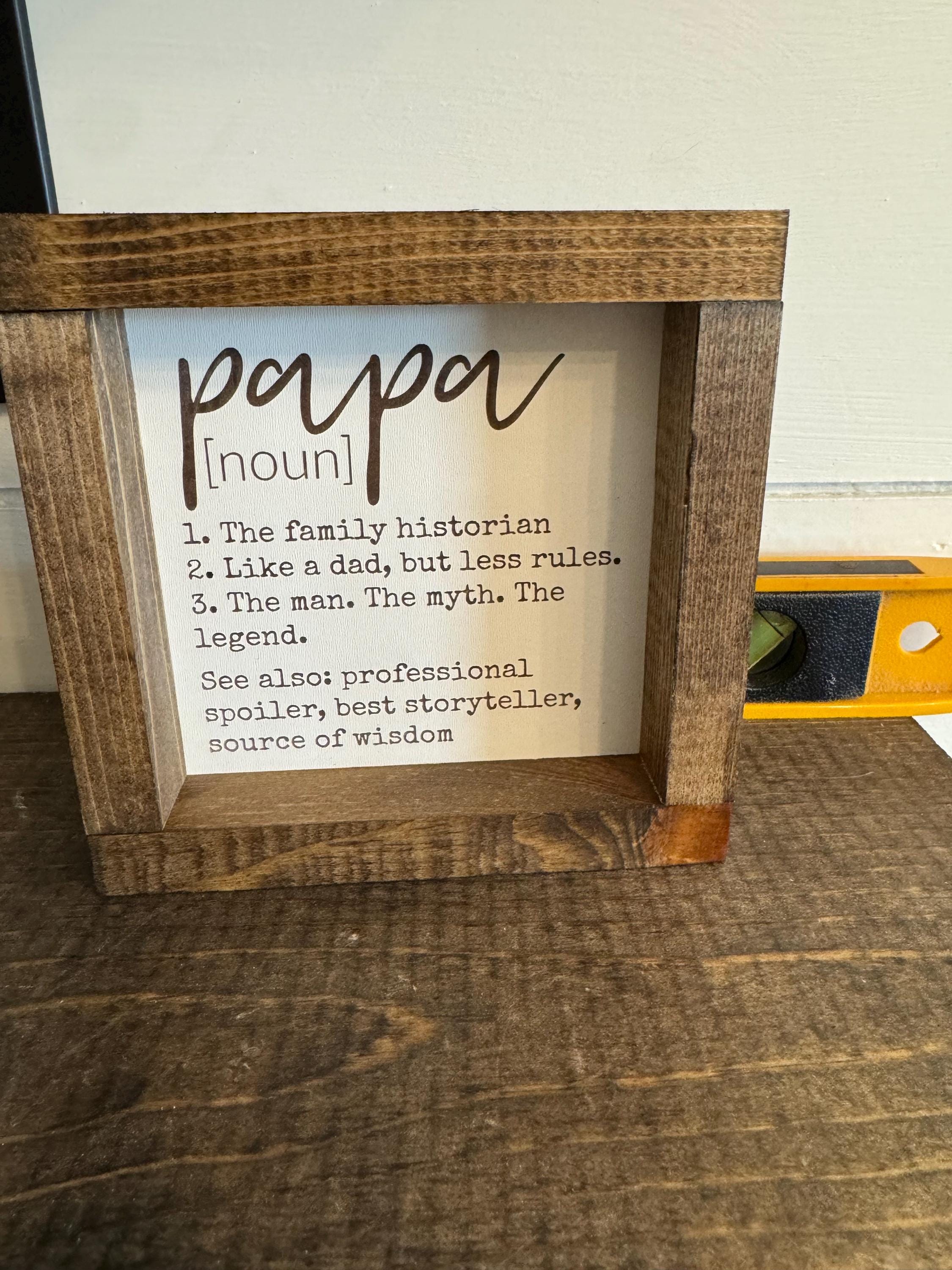 Papa Definition Sign - Papa Gift - Wooden Engraved Sign Decor - Father ...