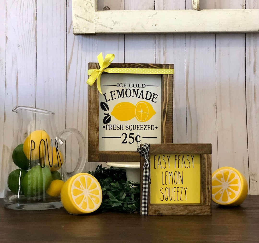 Lemonade Farmhouse Style Sign Set, Set of 2 Lemon Signs - Etsy