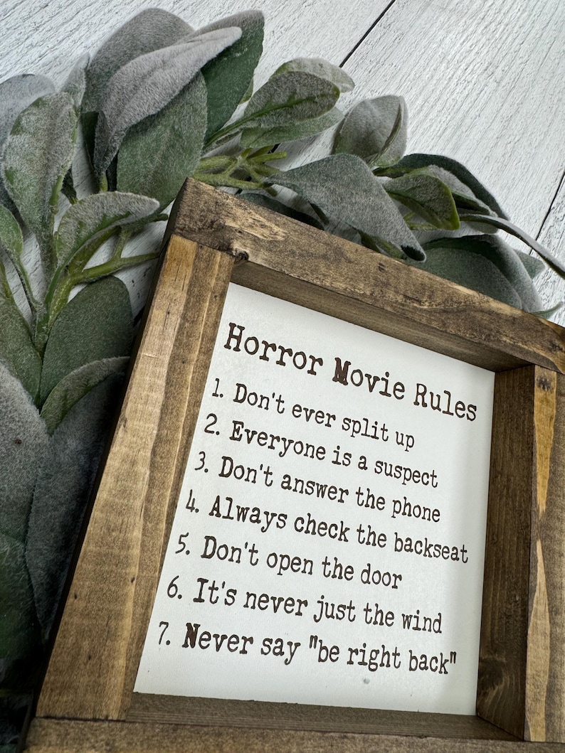 Horror Movie Rules Farmhouse Decor Spooky Halloween Sign Decor - Etsy