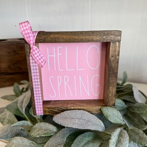 Pastel Hello Spring Farmhouse Sign - Pale Pink, Purple, Green Tiered ...