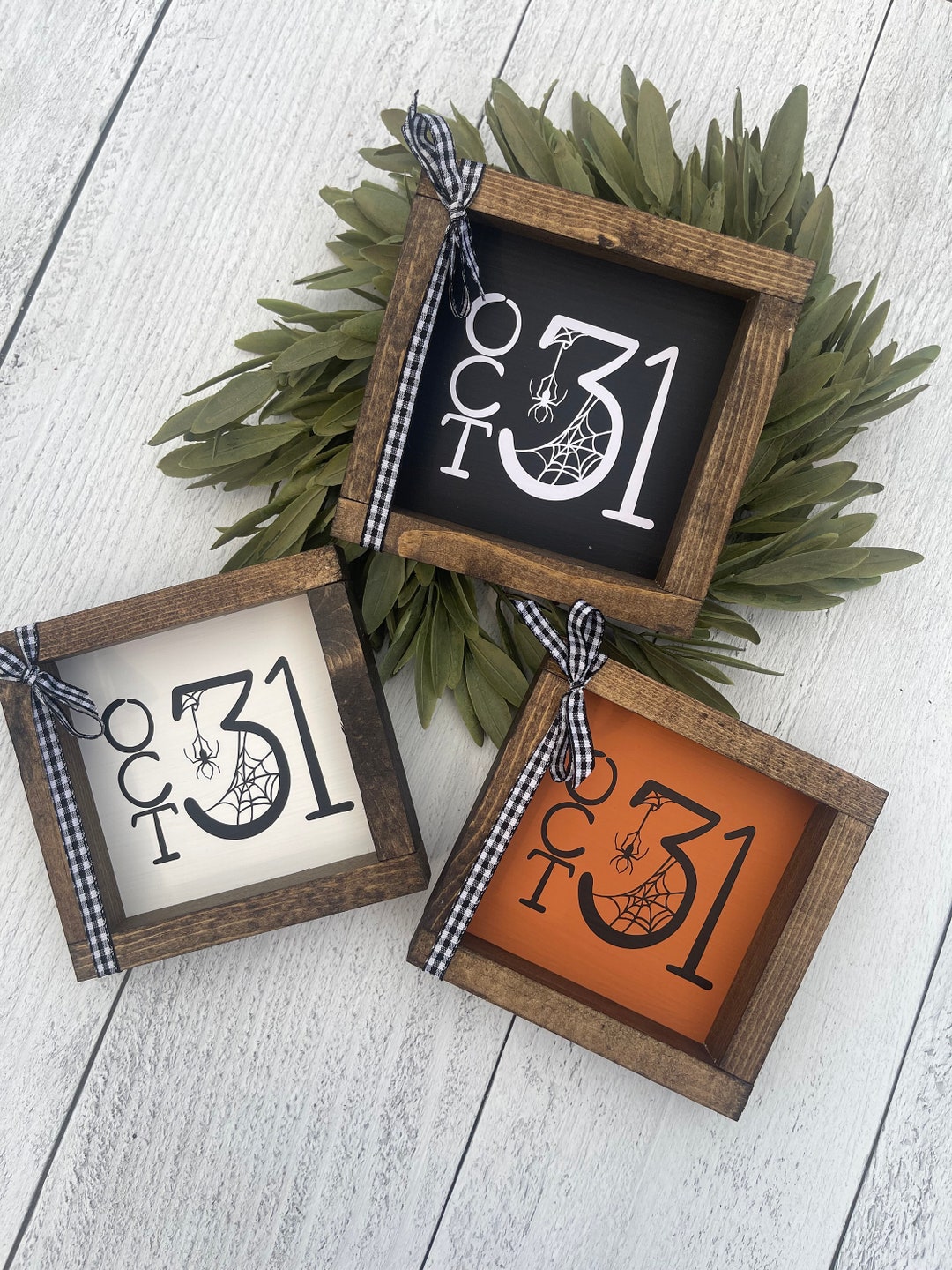 October 31 Spider Web Farmhouse Style Halloween Decor Sign - Etsy