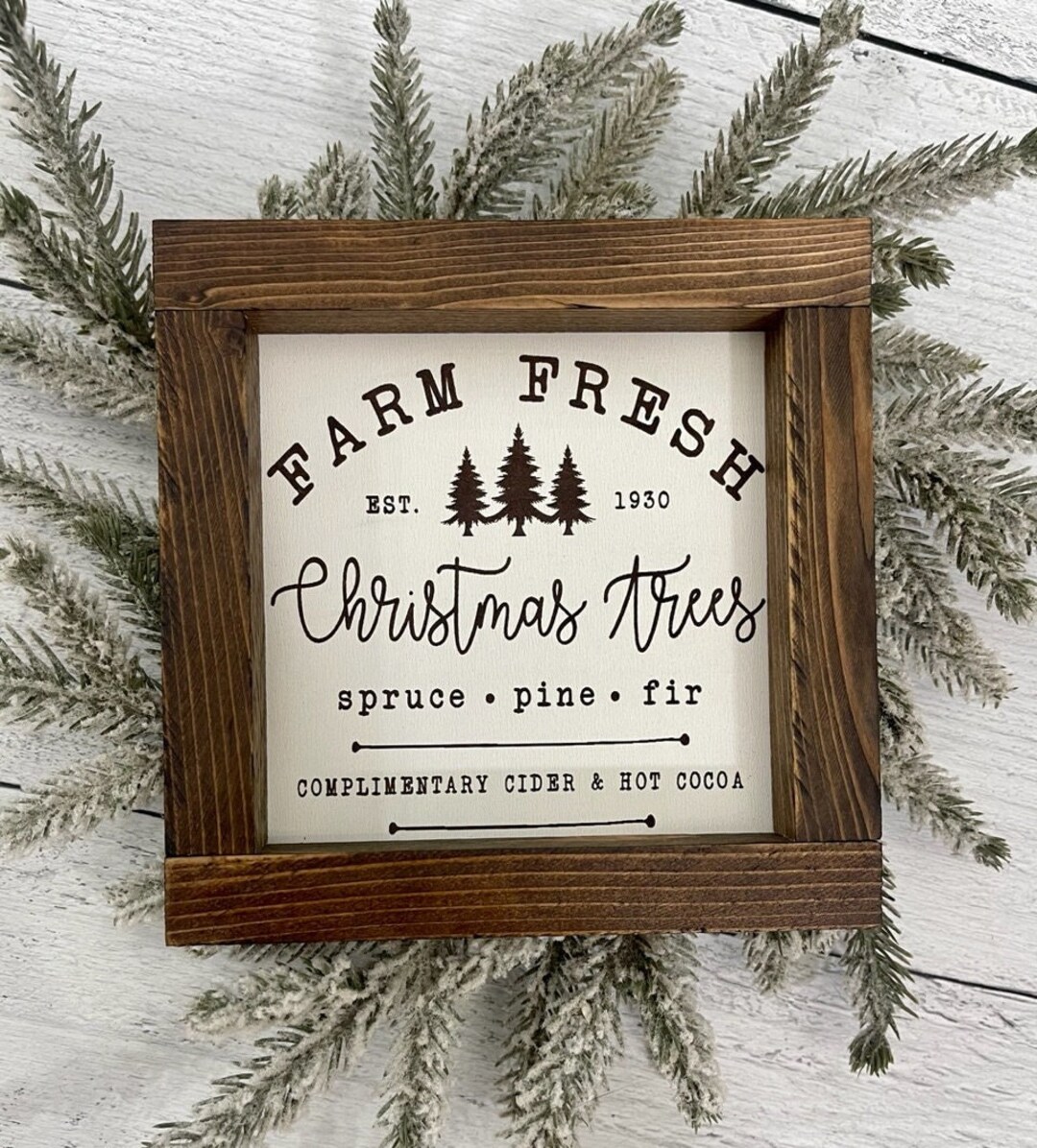 Farm Fresh Christmas Trees Decor Sign - Neutral Wooden Sign - Laser ...