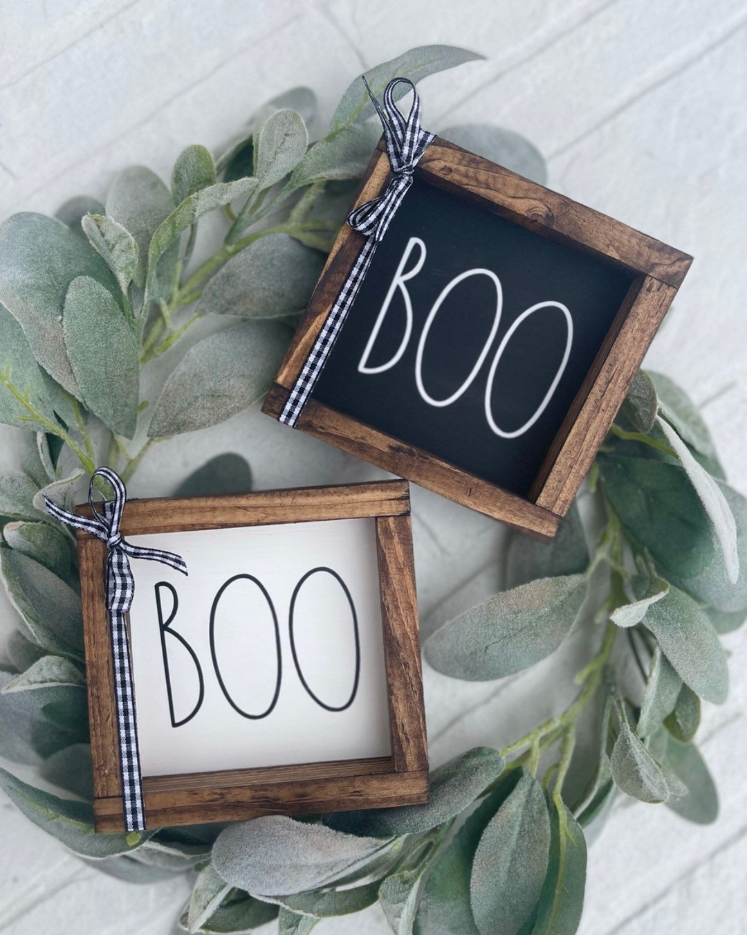 Boo Farmhouse Style Tiered Tray Decor - Black and White Halloween Sign ...