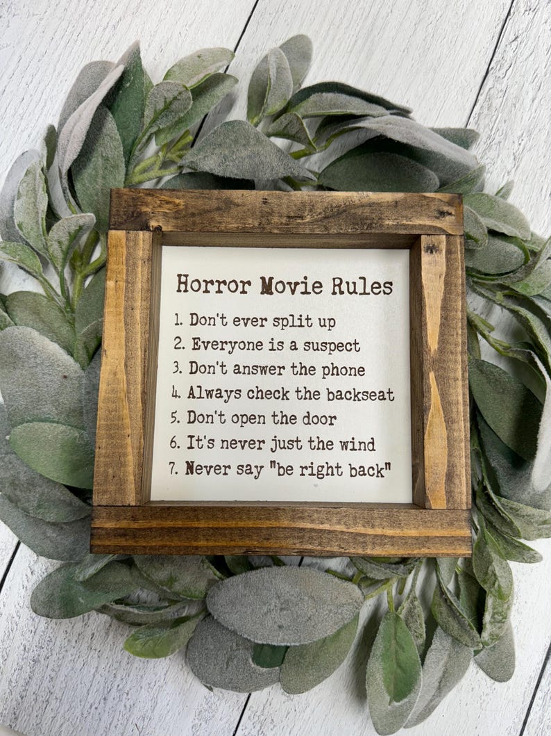 Horror Movie Rules Farmhouse Decor Spooky Halloween Sign Decor - Etsy